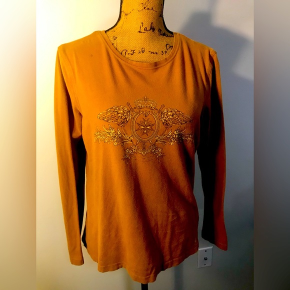 CAbi | Tops | Cabi Brown Xl Long Sleeve Print Tee Western | Poshmark